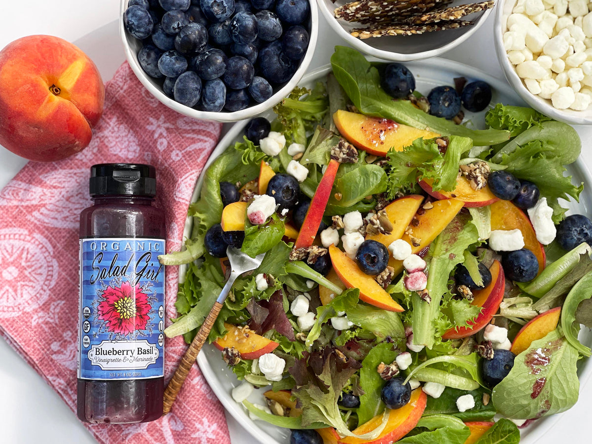 Summer Peaches, Blueberries & Cream Salad – Salad Girl Organics
